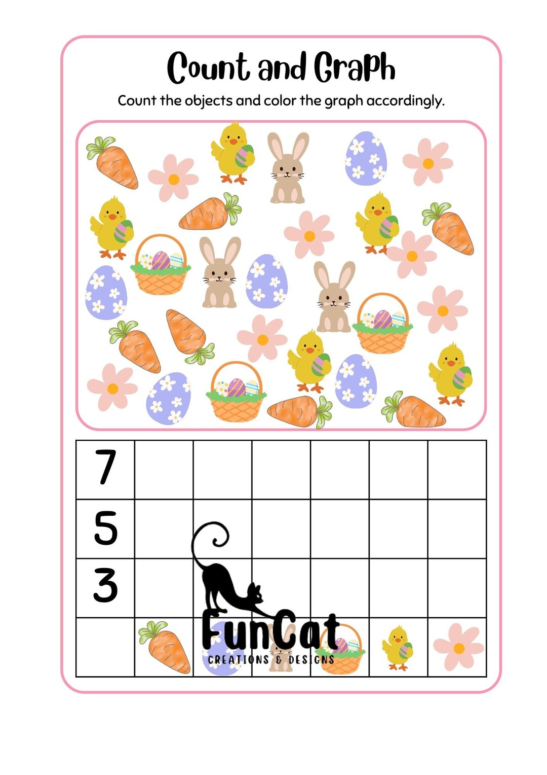 Count and Graph Easter Themed Worksheet Digital Download Activity Sheet ...
