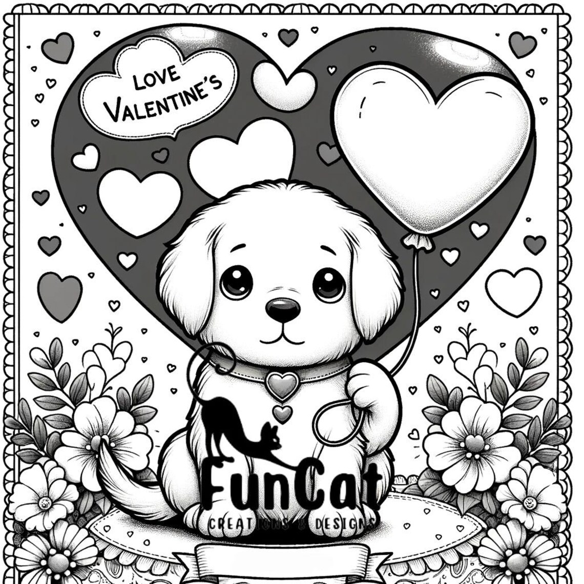 Puppy Love Digital Download Coloring Page - Etsy