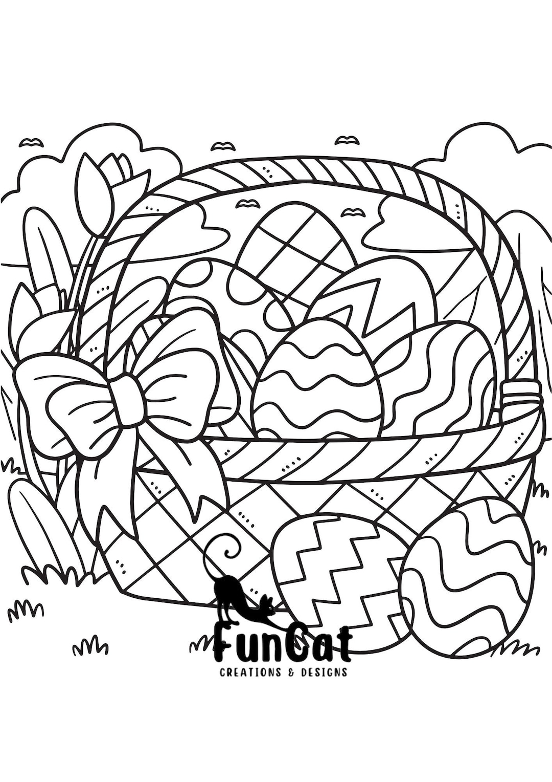 Easter Eggs in Grass Coloring Page Instant Digital Download - Etsy