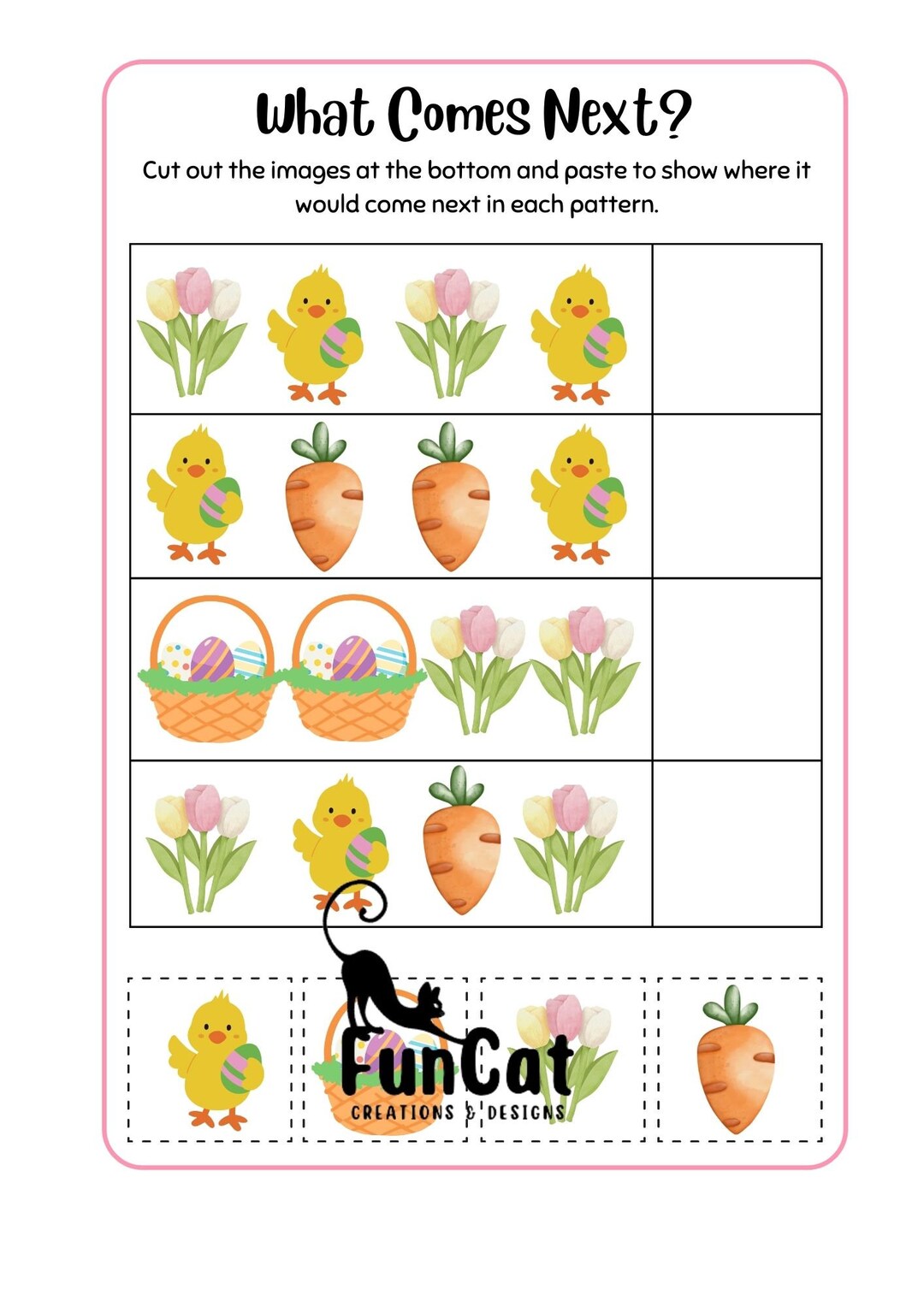 What Comes Next Easter Pattern Worksheet Digital Download Activity ...