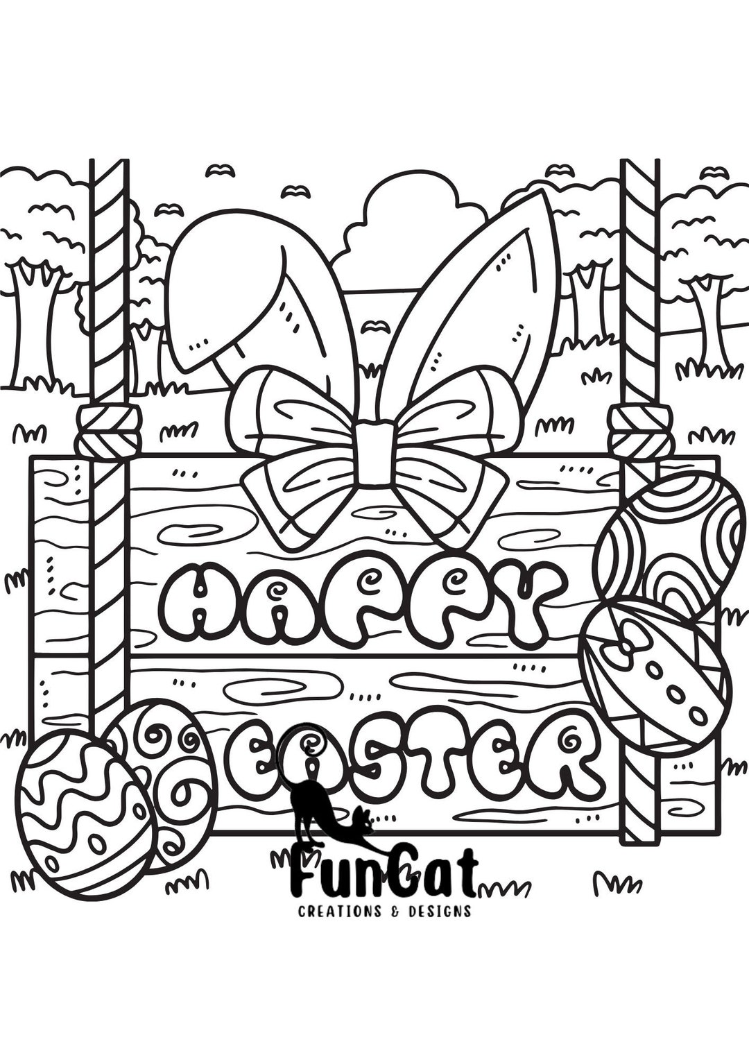 Happy Easter Sign Coloring Page - Instant Digital Download - Etsy