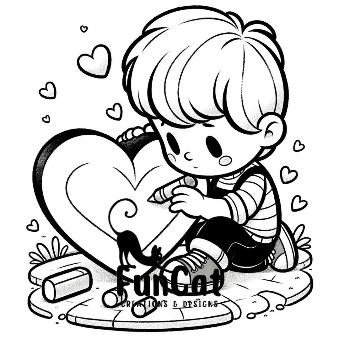 Color My Heart Digital Download Coloring Page - Etsy