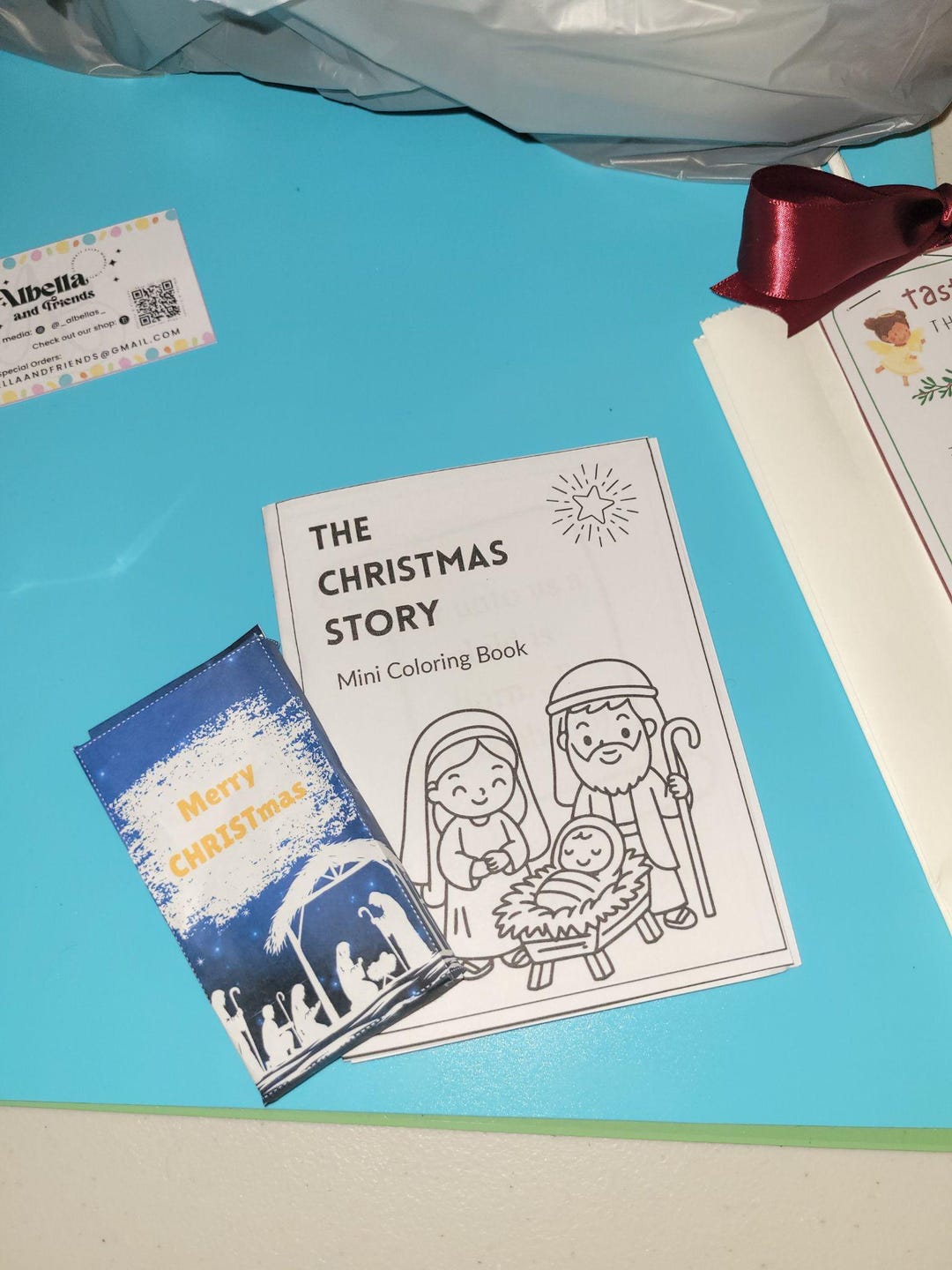 Christmas Nativity Story Mini Coloring Book + Crayon Set for Children ...
