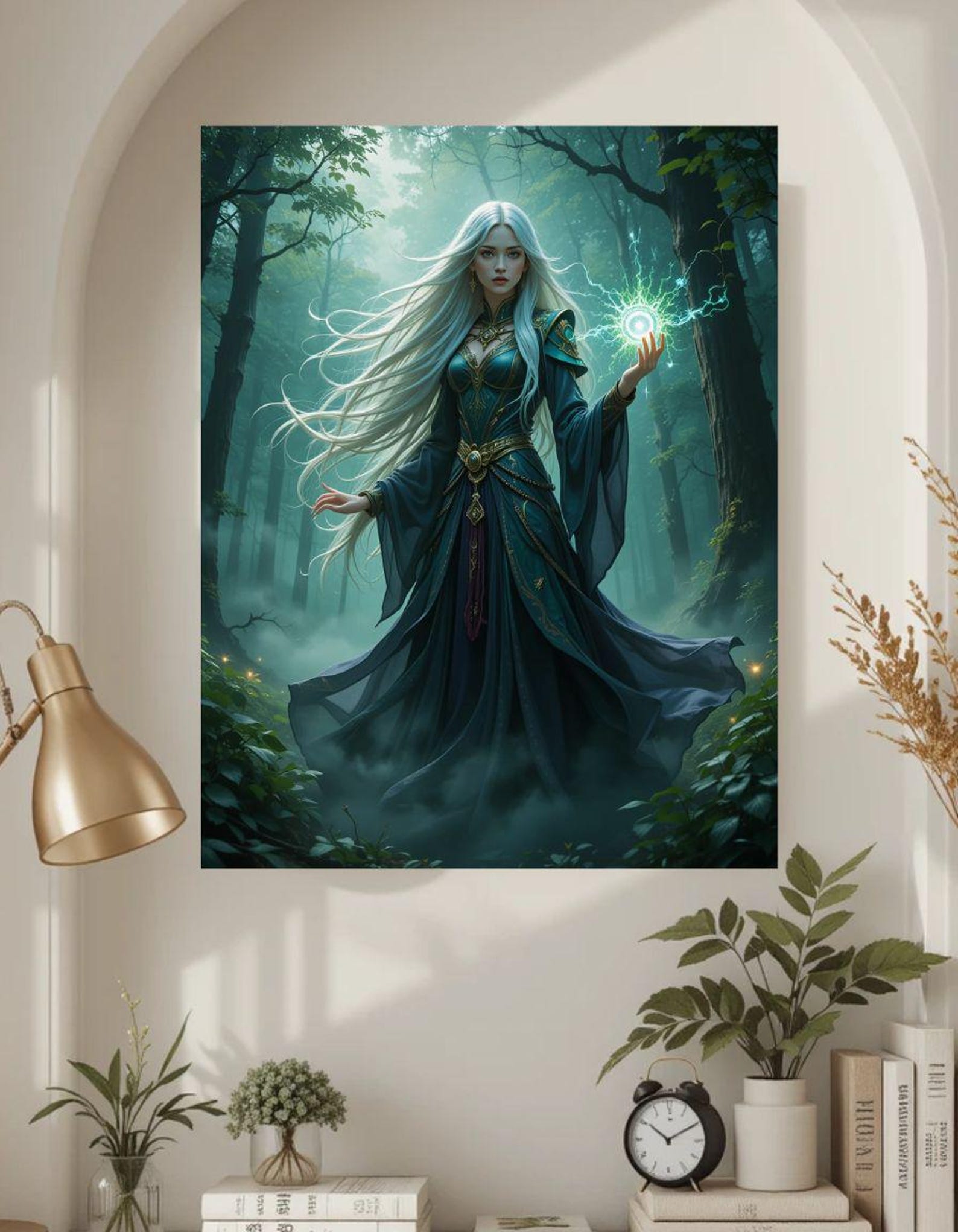 Enchanting Elven Sorceress Wall Art – Fantasy Woman With Magic Orb ...