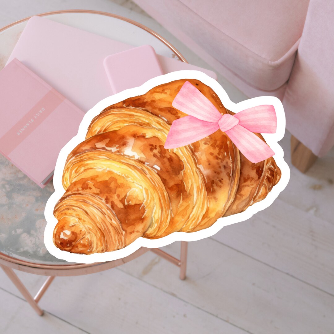 Coquette Croissant Sticker Coquette Pink Bow Stickers Girly Balletcore ...