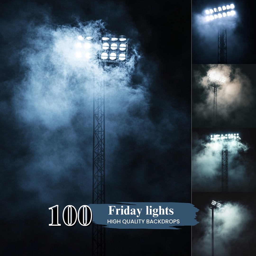 100 Friday Night Light Backdrops & Overlays Bundle, Stadium Light ...