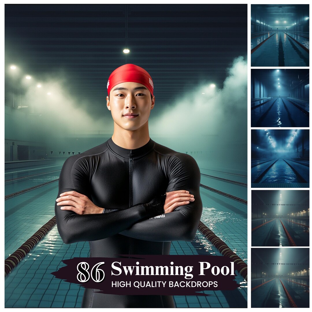 50+ Swimming Pool Digital Backdrop, Set for Sports Photography, Sports ...