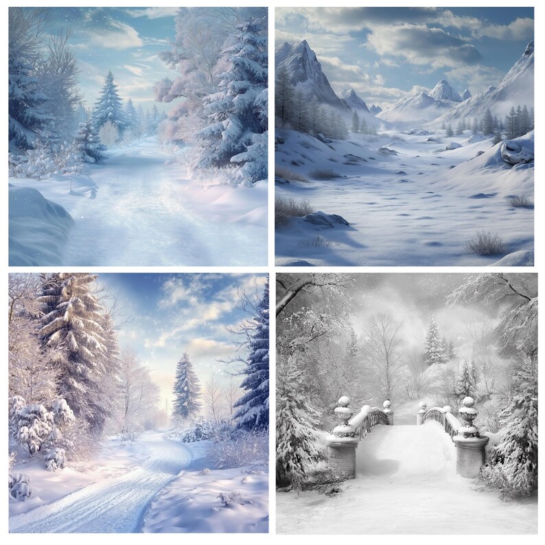 50+ Winter Digital Backdrops, Forest Snow Backdrops, Winter Maternity ...