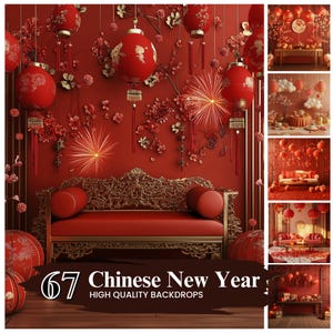 50+ Chinese New Year Backdrop, Asian Digital Background, Lunar New Year ...