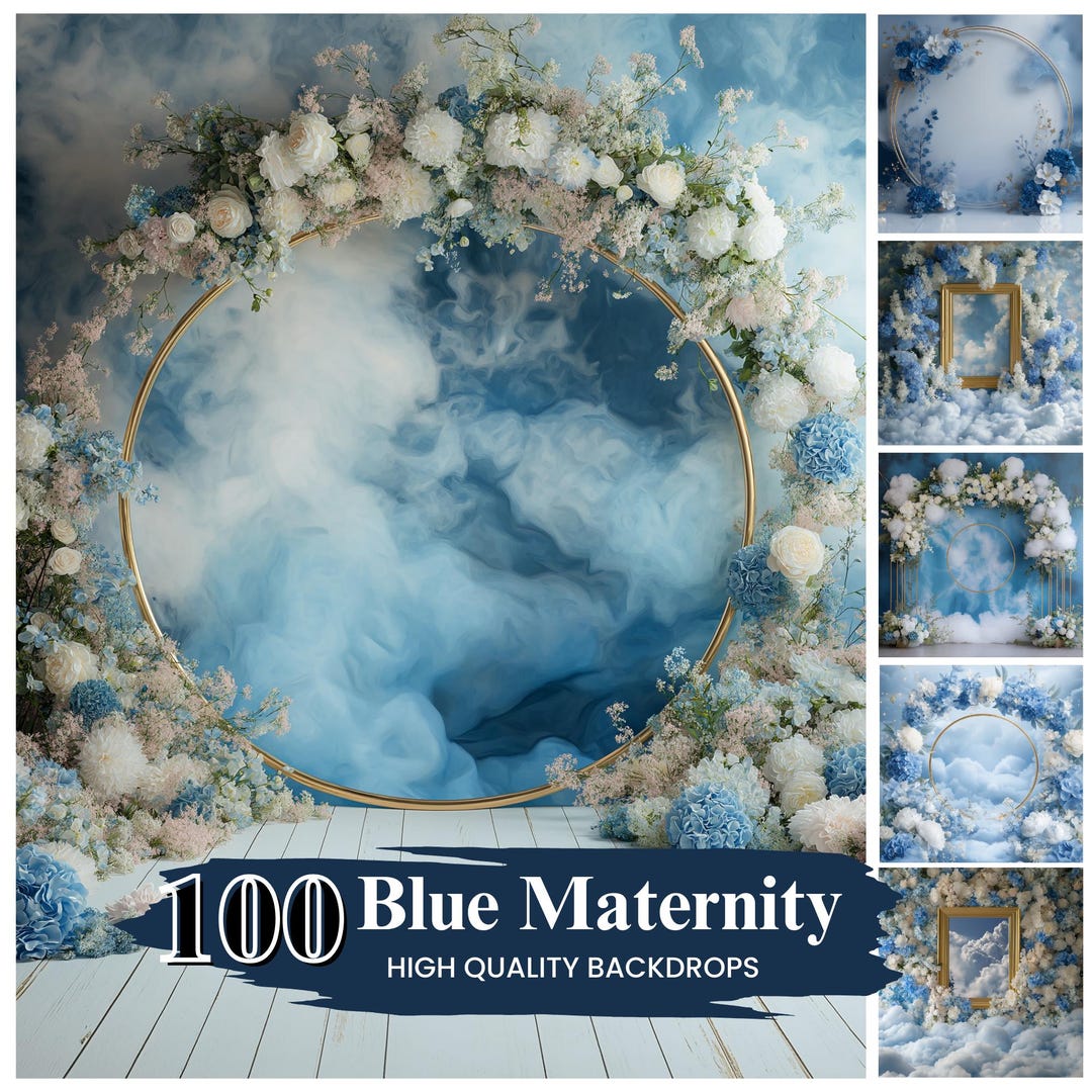 50+ Maternity Digital Backdrop, Blue Digital Backdrop, Gender Blue ...