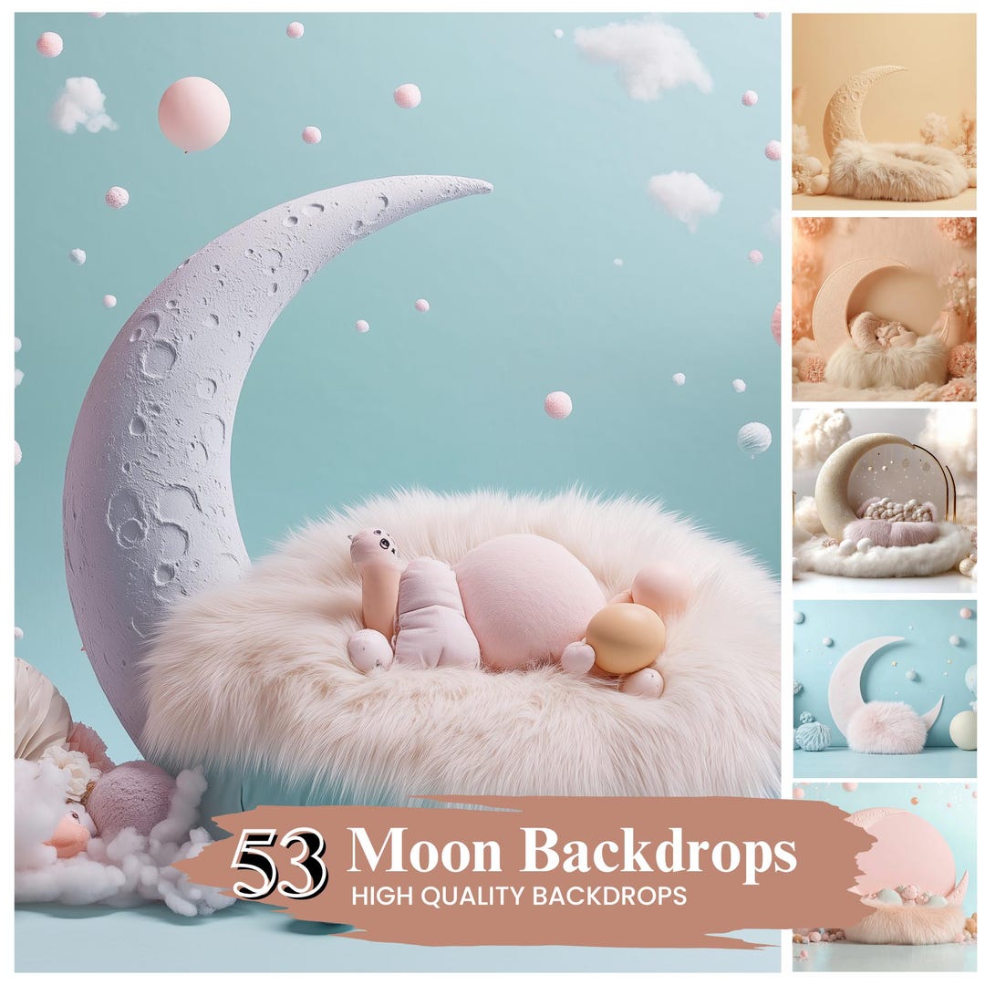 Newborn Digital Backdrop, Moon Backdrops for Baby, Newborn Baby ...