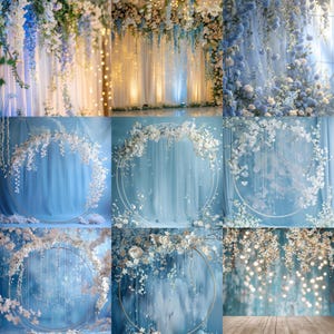 74 Floral Maternity Digital Backdrop, Blue Bundle Family Backdrop ...