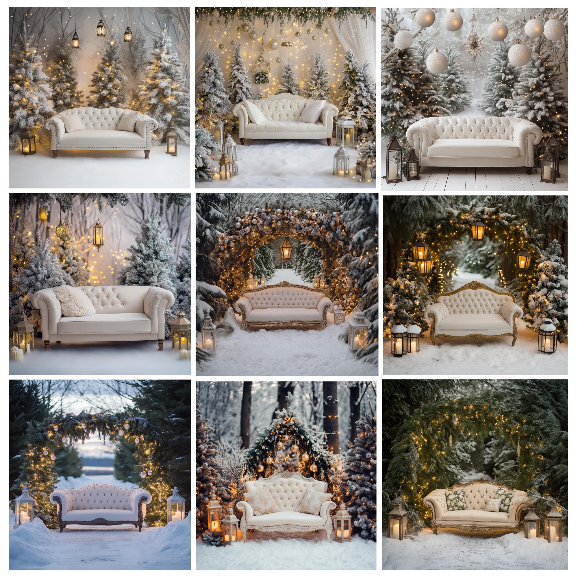 30+ Christmas Tree Couch Digital Backdrops, Christmas Template ...