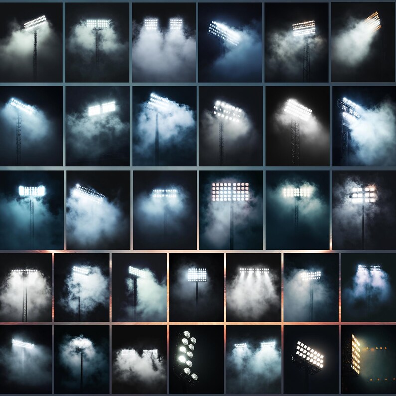 100 Friday Night Light Backdrops & Overlays Bundle, Stadium Light ...