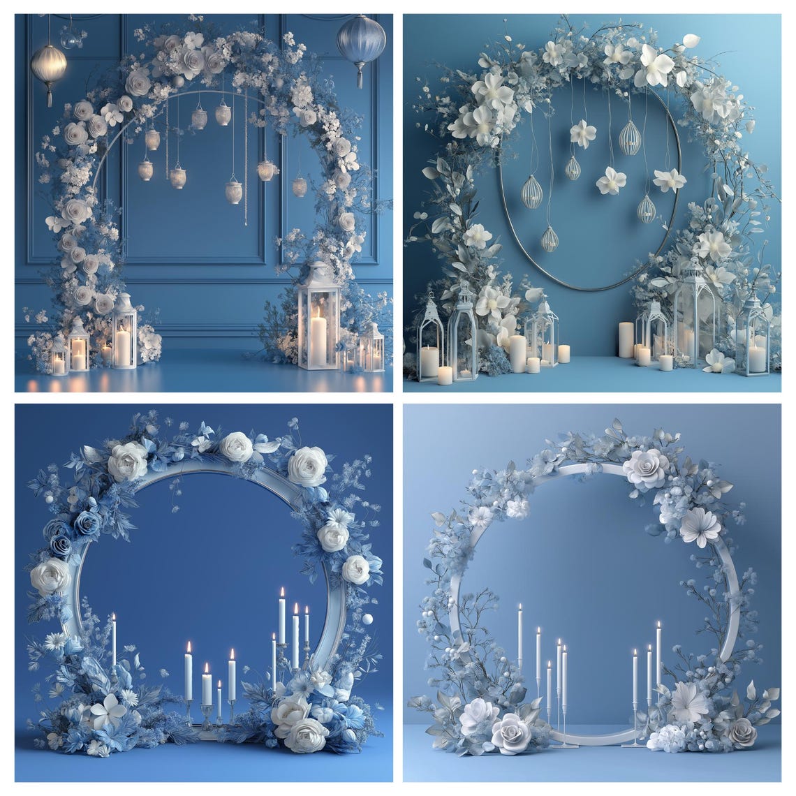 50+ Maternity Digital Backdrop, Blue Floral Maternity Backdrop, Gender ...