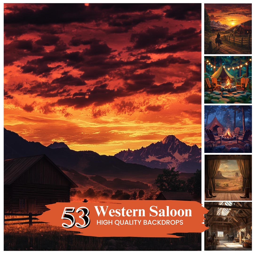 50+ Western Saloon Digital Backdrops, Western Wedding Backdrop, Barn ...