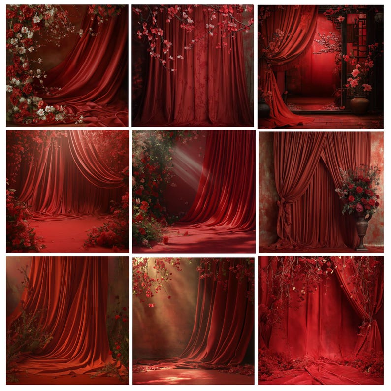 50+ Romantic Red Silk Digital Backdrop, Studio Photography Digital ...