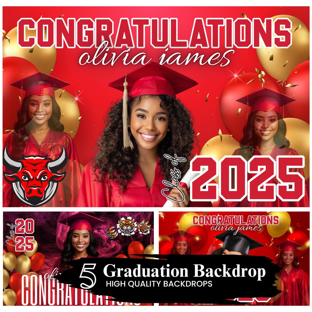 Graduation Digital Backdrop, Canva Grad Party Decor, Class of 2025 ...