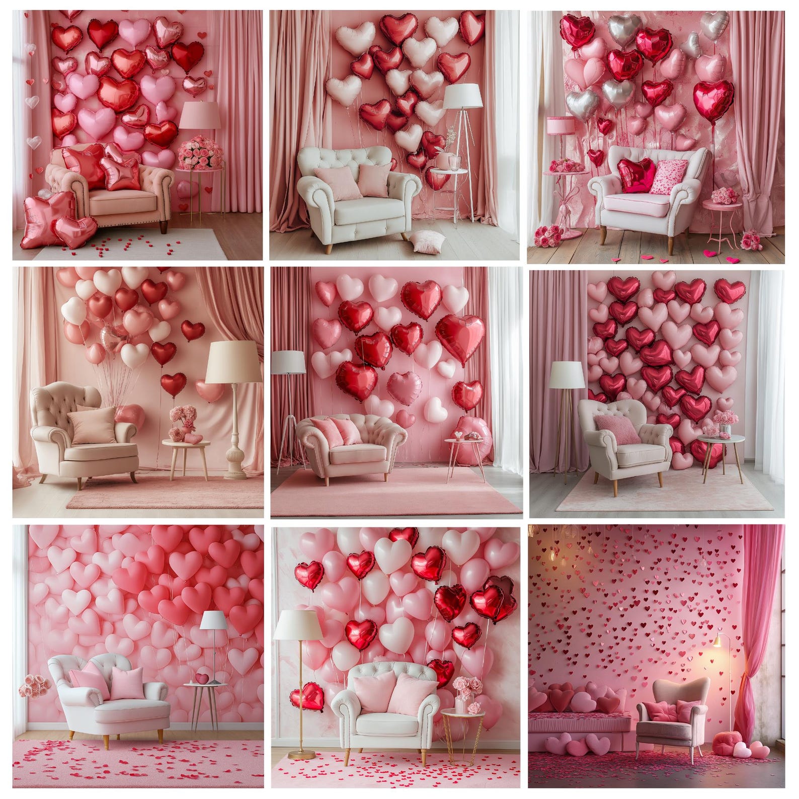 50+ Valentines Digital Backdrop, Heart Studio Digital Background ...