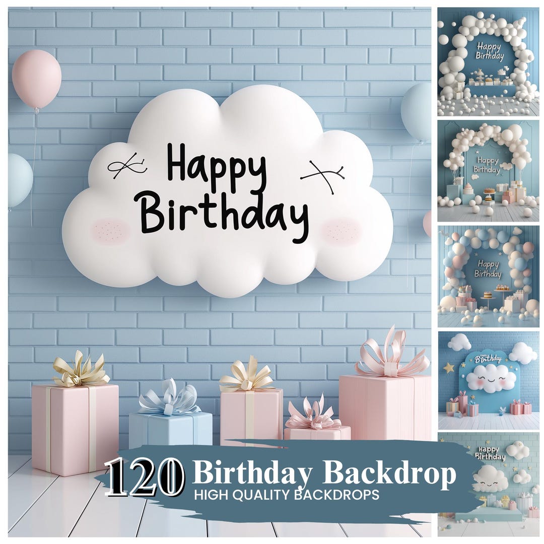 100+ Birthday Backdrop, Balloons Digital Backdrops for Kids Photography ...