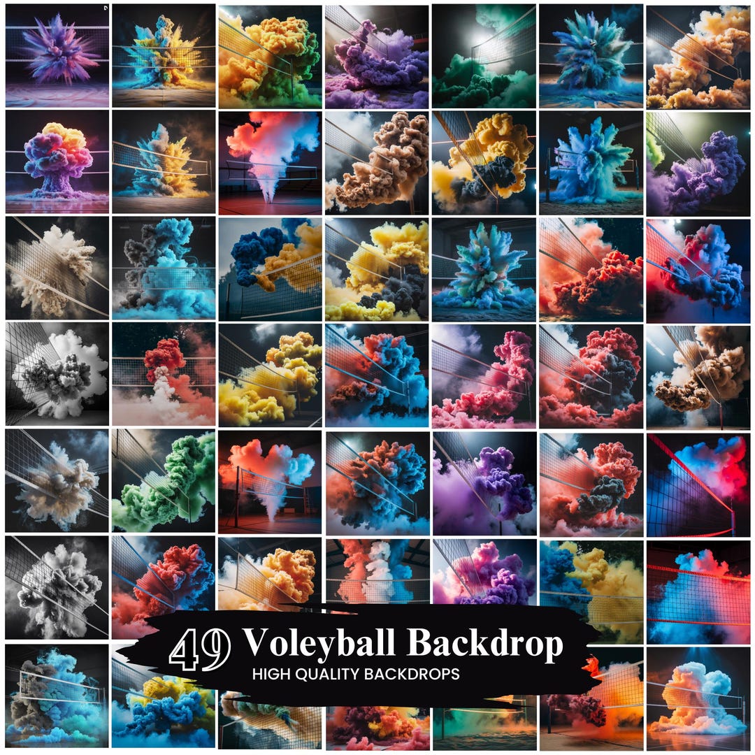 Volleyball Smoke Dust Backdrops, Sports Banner Digital Backdrops, Canva ...