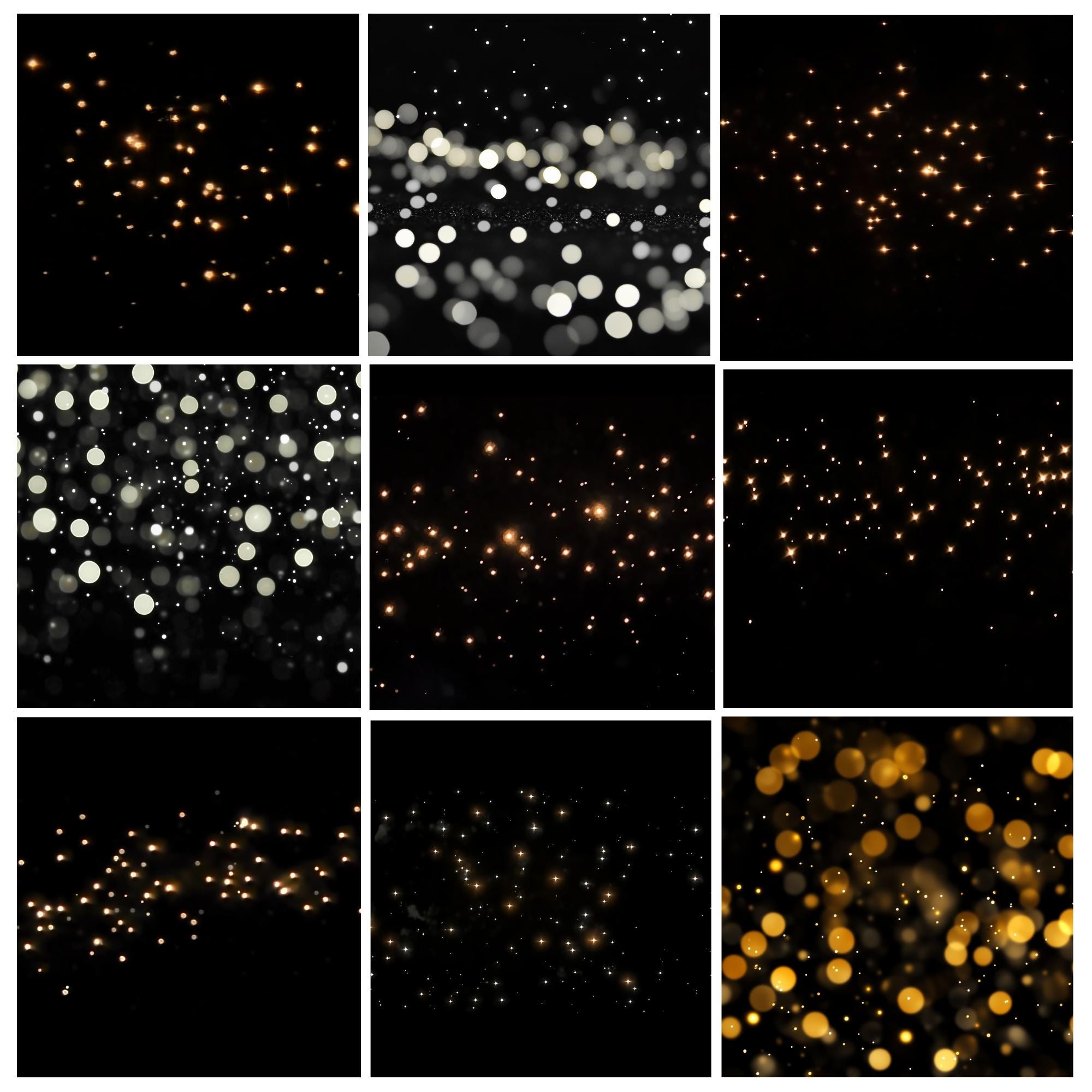 50 Twinkle Digital Overlays, Twinkle Light Overlays Backdrop, Gold ...
