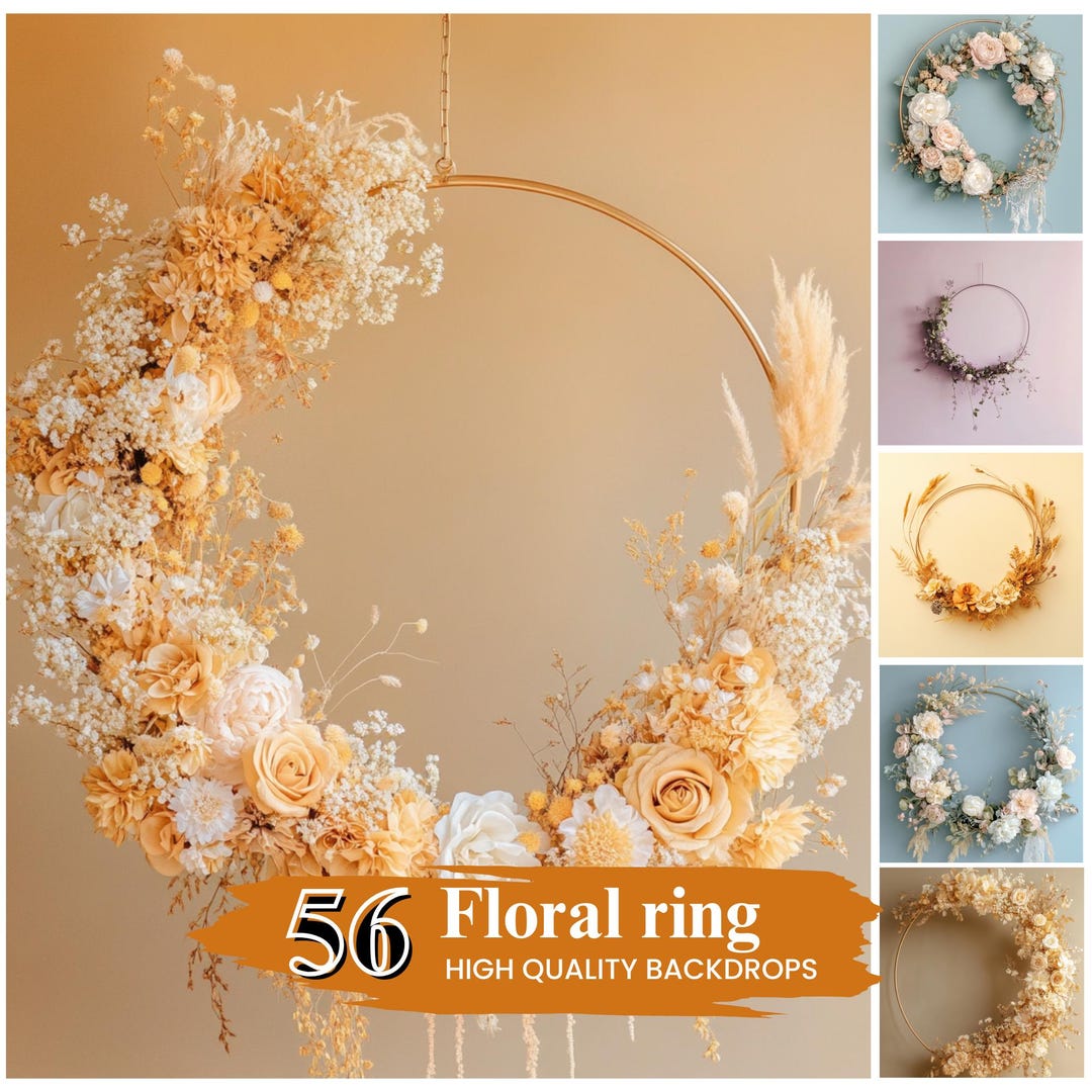 50+ Floral Ring Backdrops, Maternity Digital Backdrop Pastel Floral ...