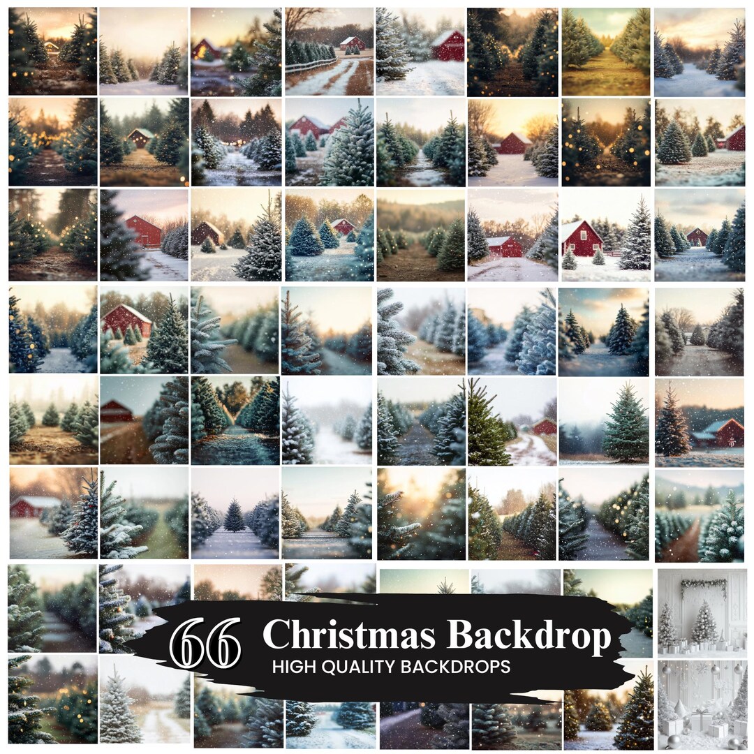 50+ Christmas Tree Farm Digital Backdrops, Winter Backdrop, Holiday ...