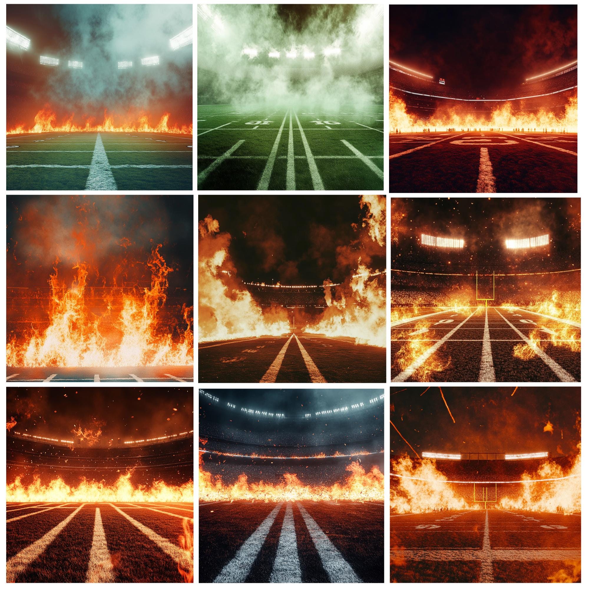50 Fire Sport Football Stadium Smoke Digital Backdrop, Customizable ...