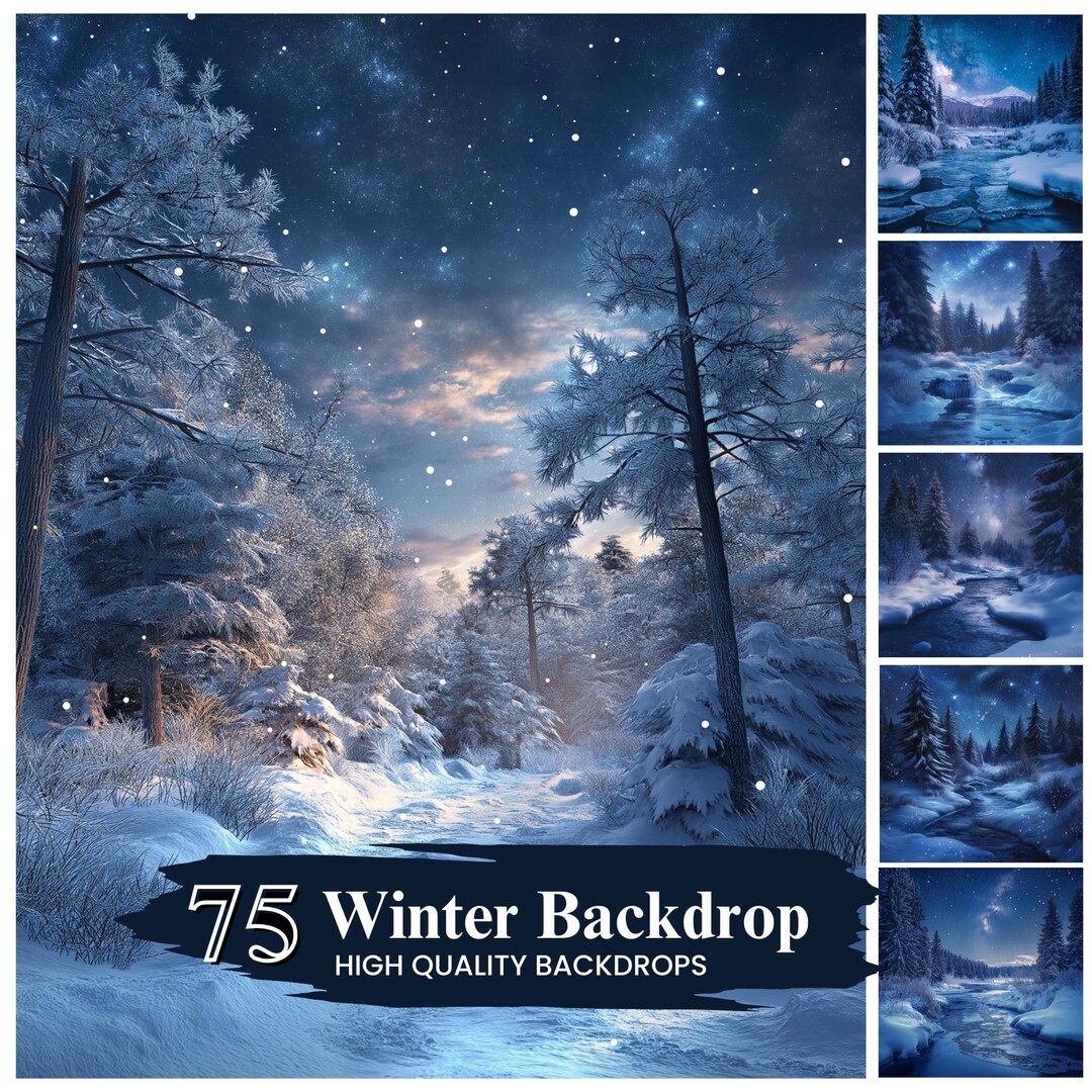 50+ Winter Digital Backdrops, Forest Snow Backdrops, Winter Maternity ...