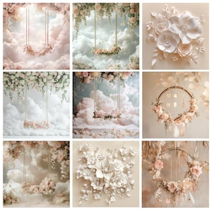 35 Newborn Digital Backdrops, Flower Pram, Fine Art Photography ...