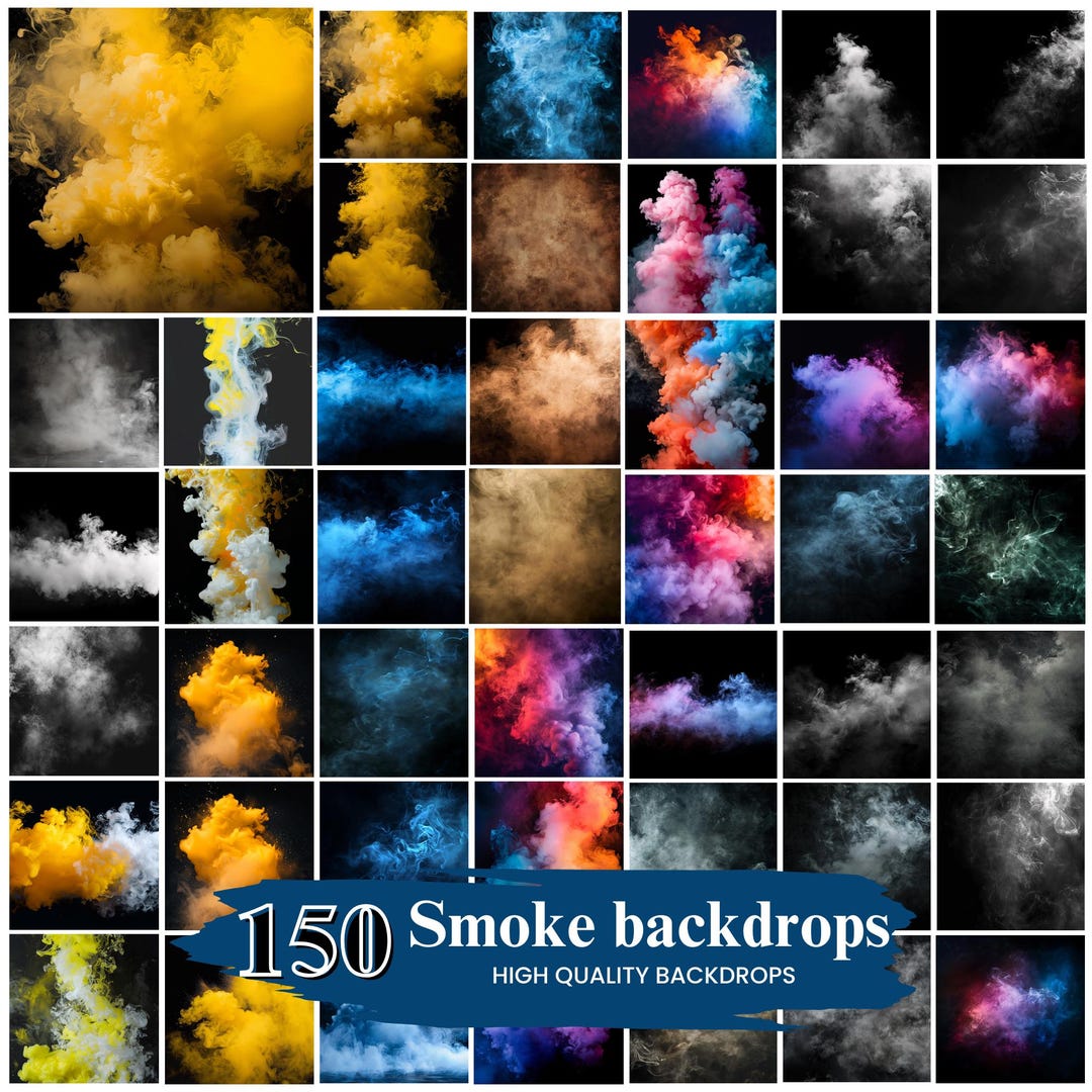 150 Smoke Digital Backdrops, Rainbow Colors Texture Background, Neon ...