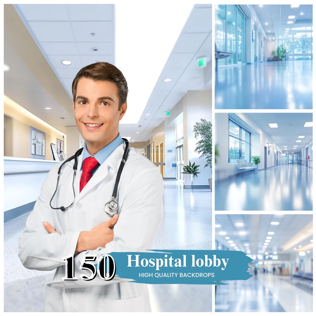 100+ Modern Hospital Lobby Digital Backdrops, Photo Studio Bundle ...