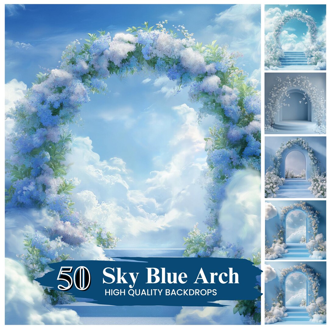 20+ Sky Blue Arch Boho Digital Backdrops, Arch Digital Backdrops ...