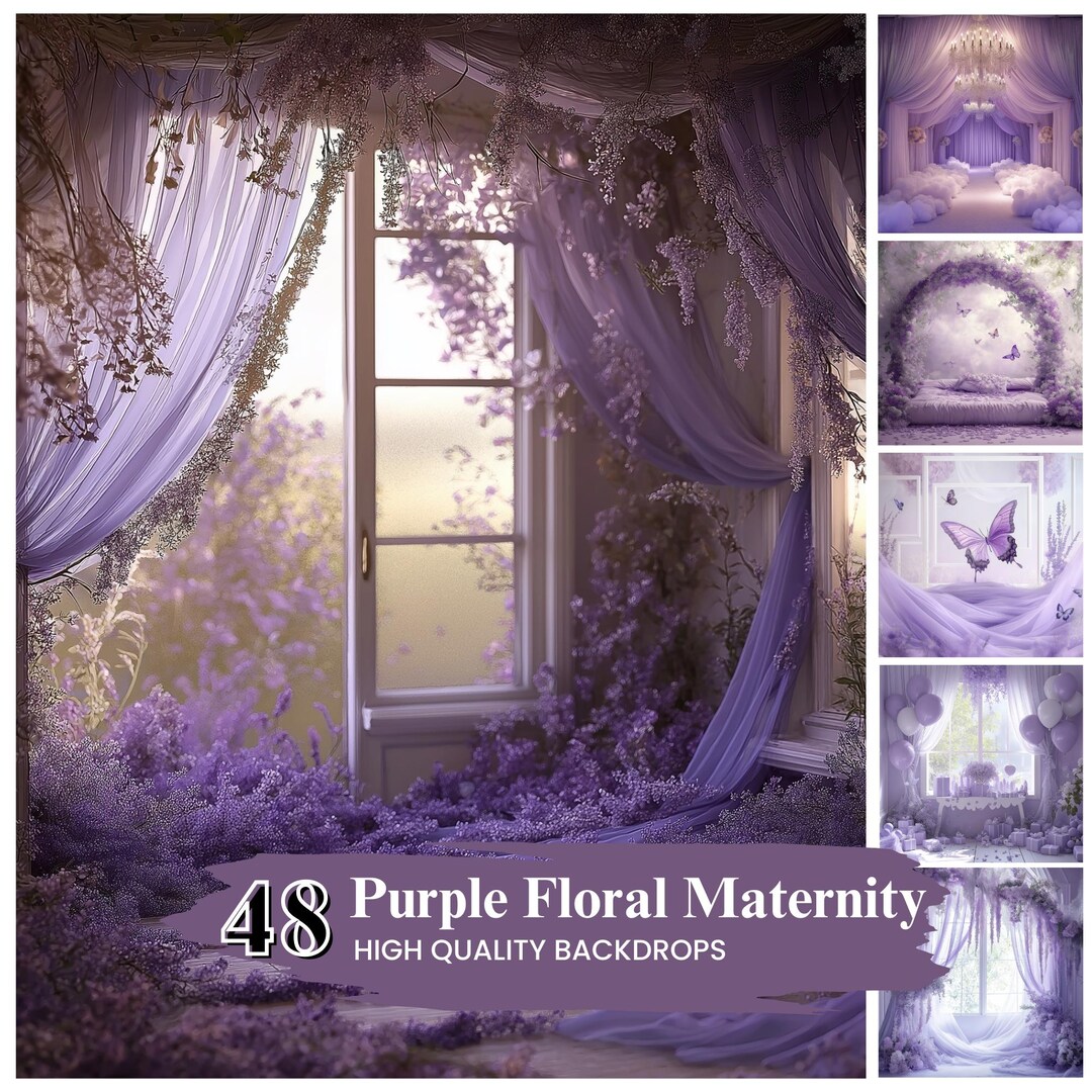 40+ Purple Floral Maternity Backdrop, Floral Texture Overlays ...
