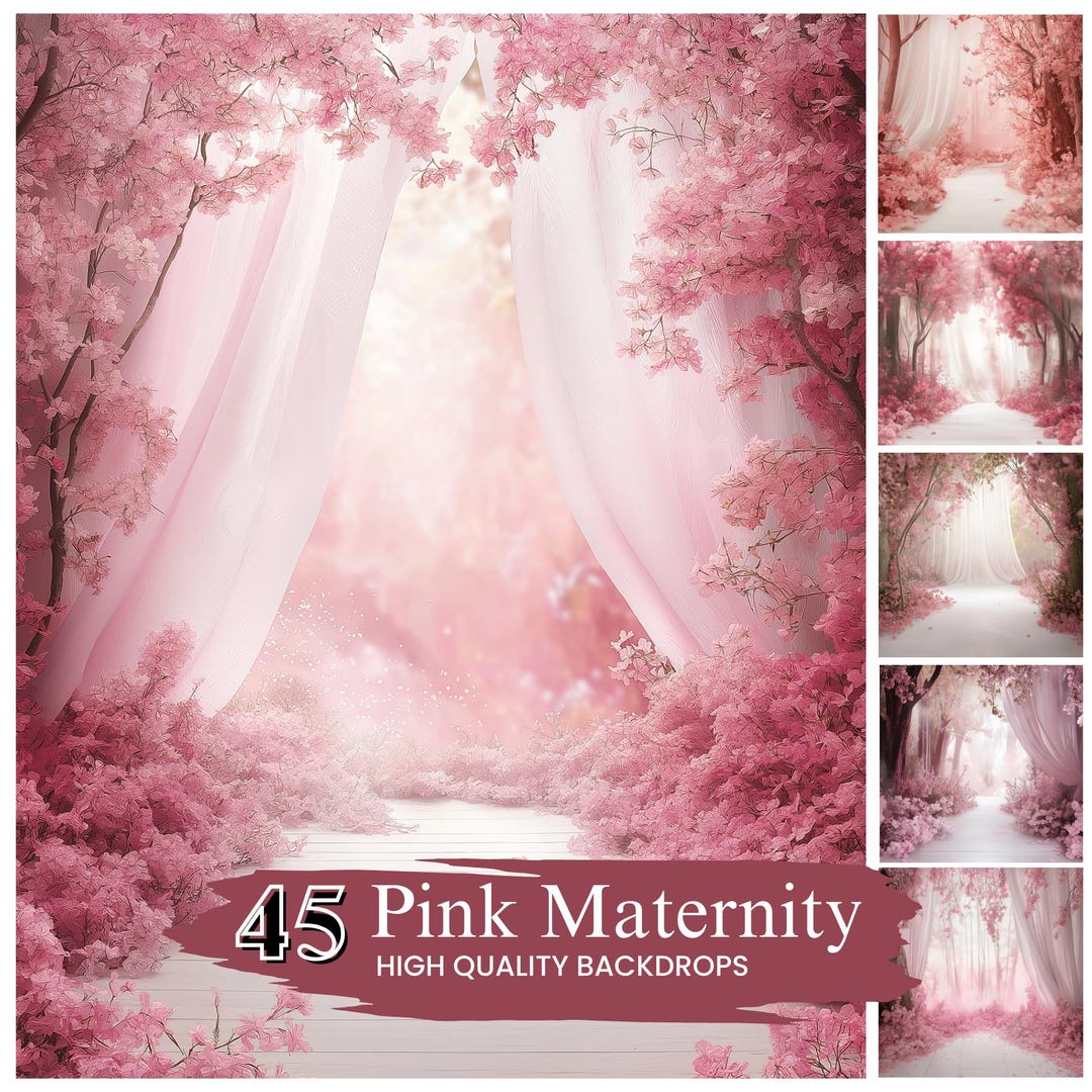 Pink Maternity Digital Backdrop, Floral Maternity Backdrop, Family ...