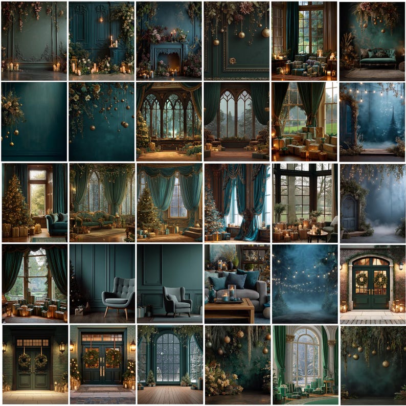 1500+ Christmas Digital Backdrops Mega Bundle, Festive Holiday, Bokeh ...