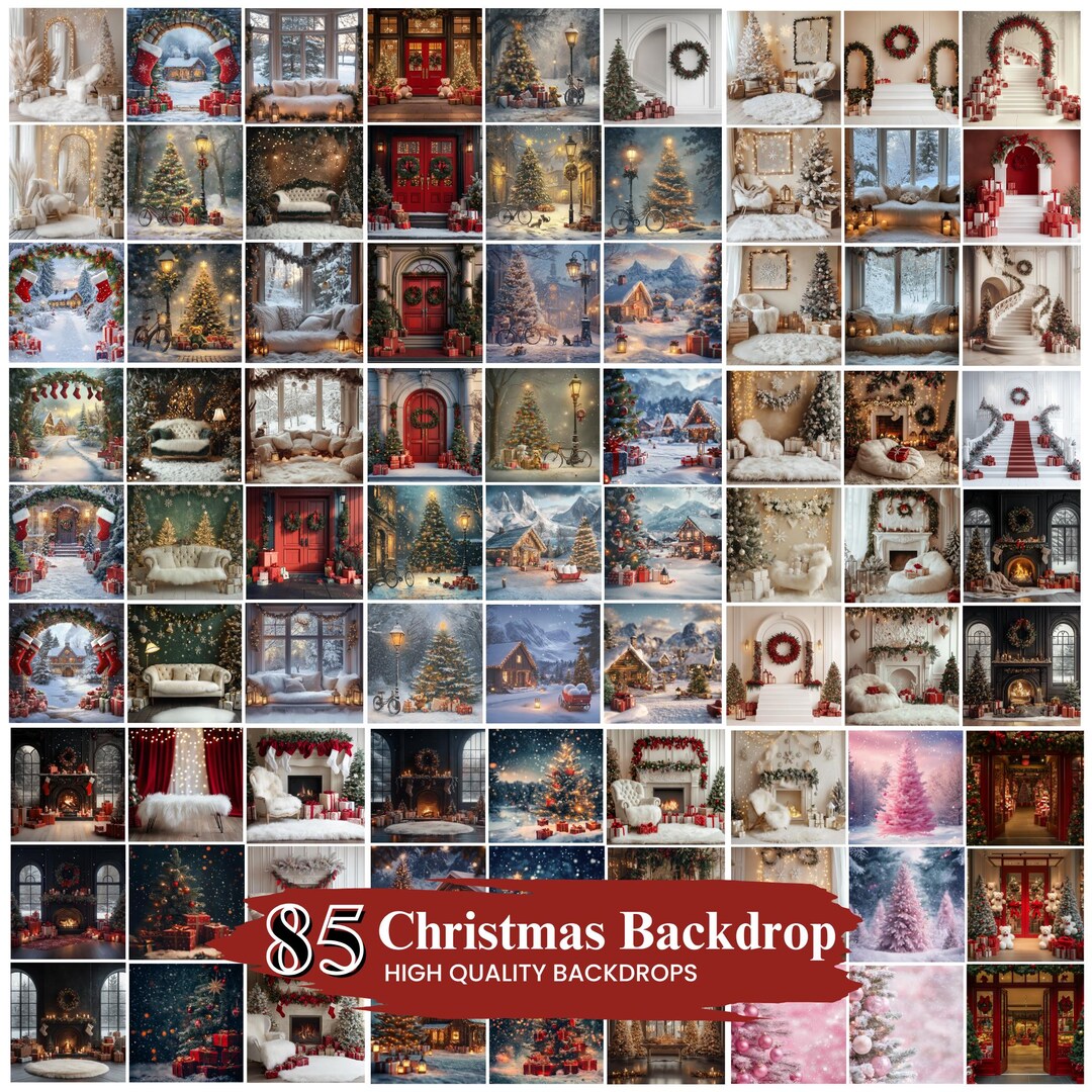 50+ Christmas Digital Backdrop, Festive Holiday Background for ...