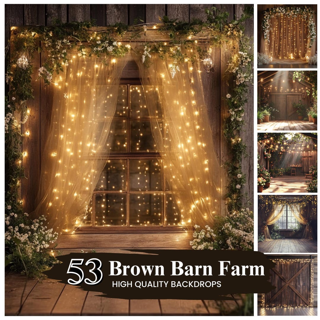 50 Brown Barn Digital Backdrop, Bokeh Light Barn Wood Farm Backdrop ...