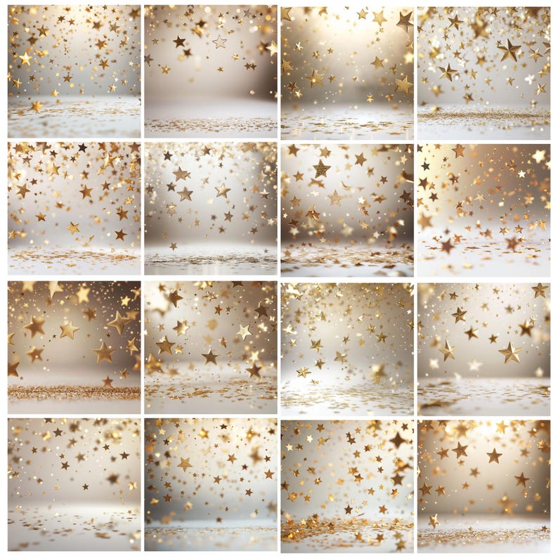 50+ Shining Gold Stars Digital Backdrops, Kids Portrait Backdrops ...