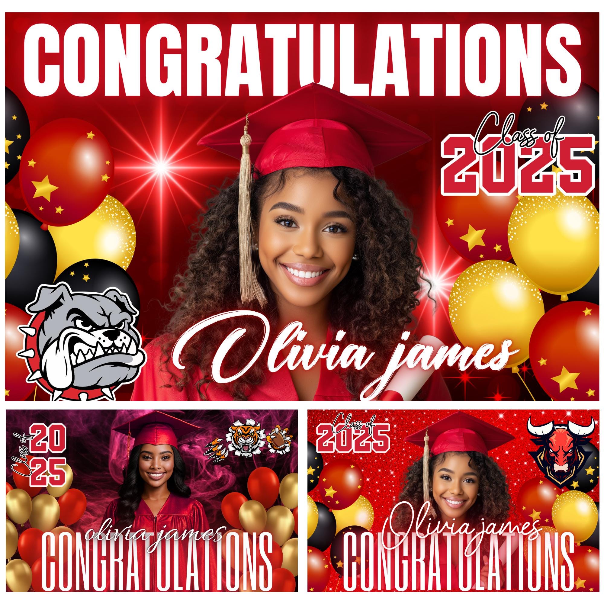 Graduation Digital Backdrop, Canva Grad Party Decor, Class of 2025 ...