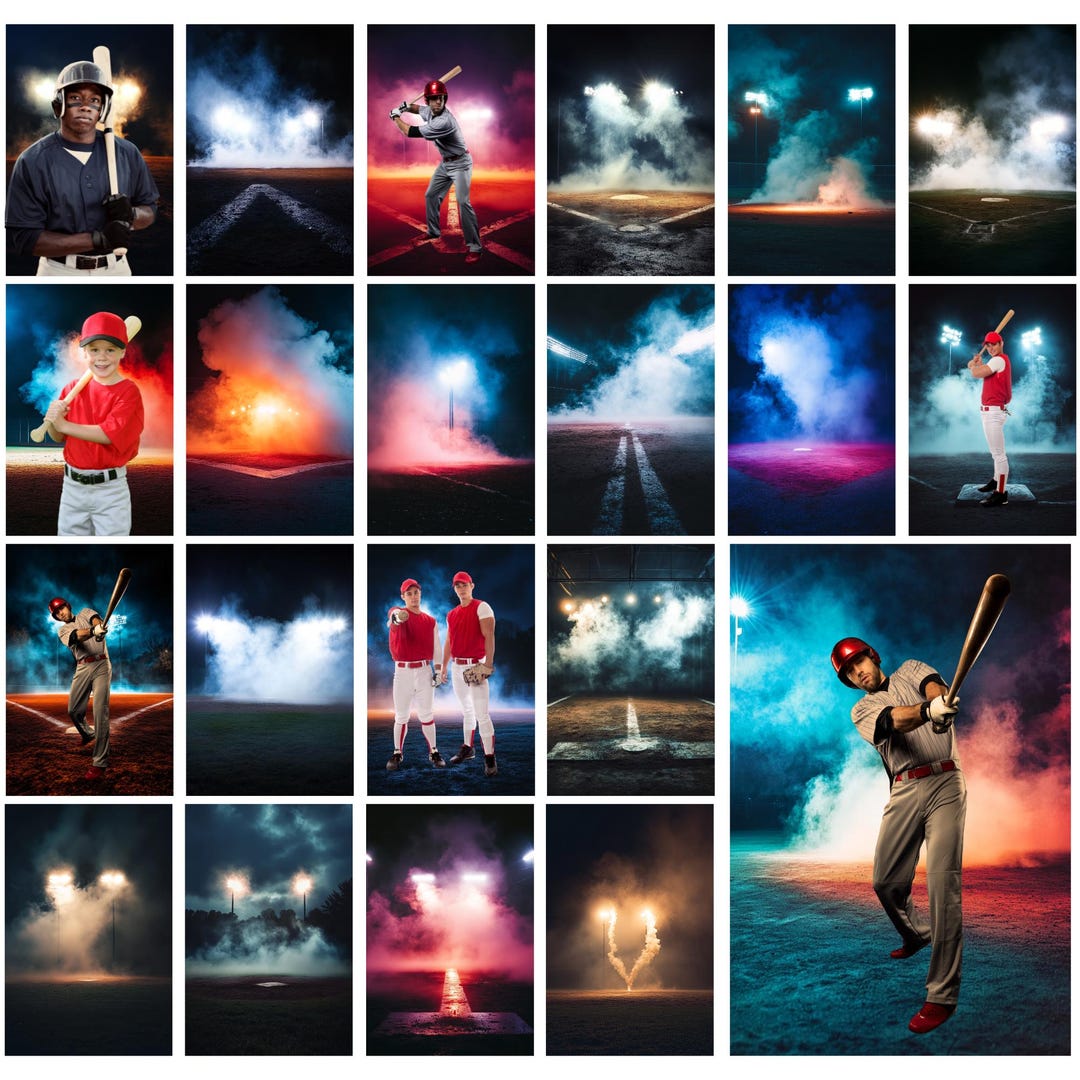 100 Baseball Digital Backdrop Bundle, Baseball Stadium Lights, Football ...