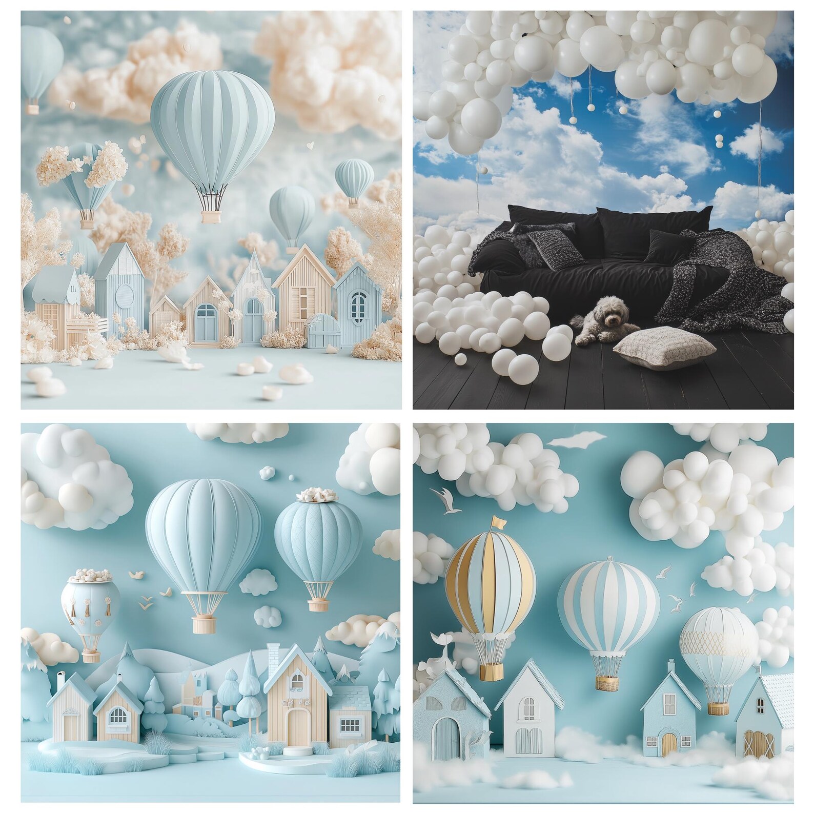 150+ Balloons Digital Backdrop, Rainbow Balloon Arch Backdrop ...