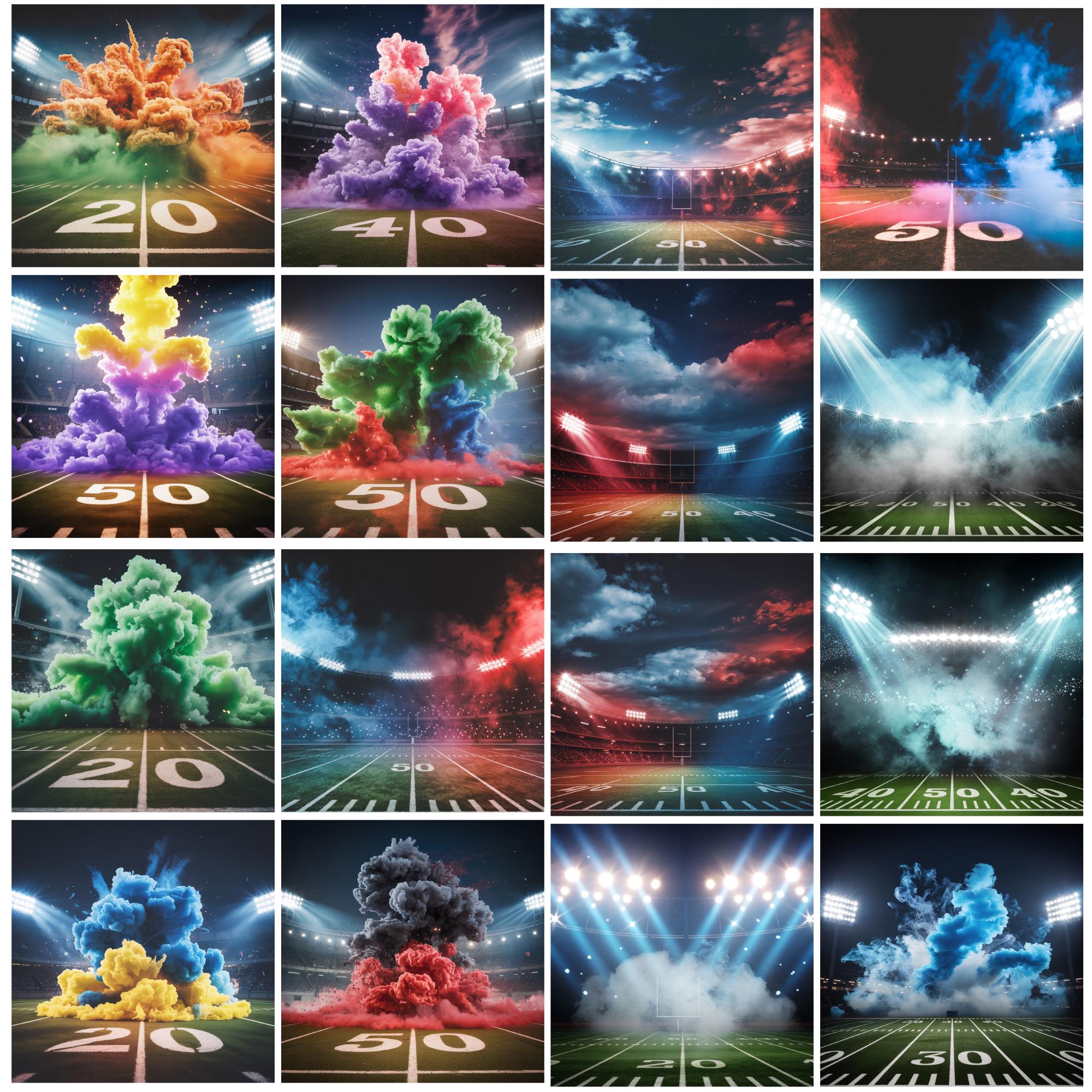 Football Digital Backdrops, Stadium Colored Smoke, Backgrounds for ...