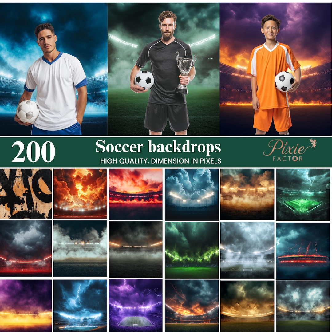 150+ Epic Soccer Digital Backdrops for Sports Photography, School ...