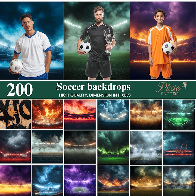 150+ Epic Soccer Digital Backdrops for Sports Photography, School ...