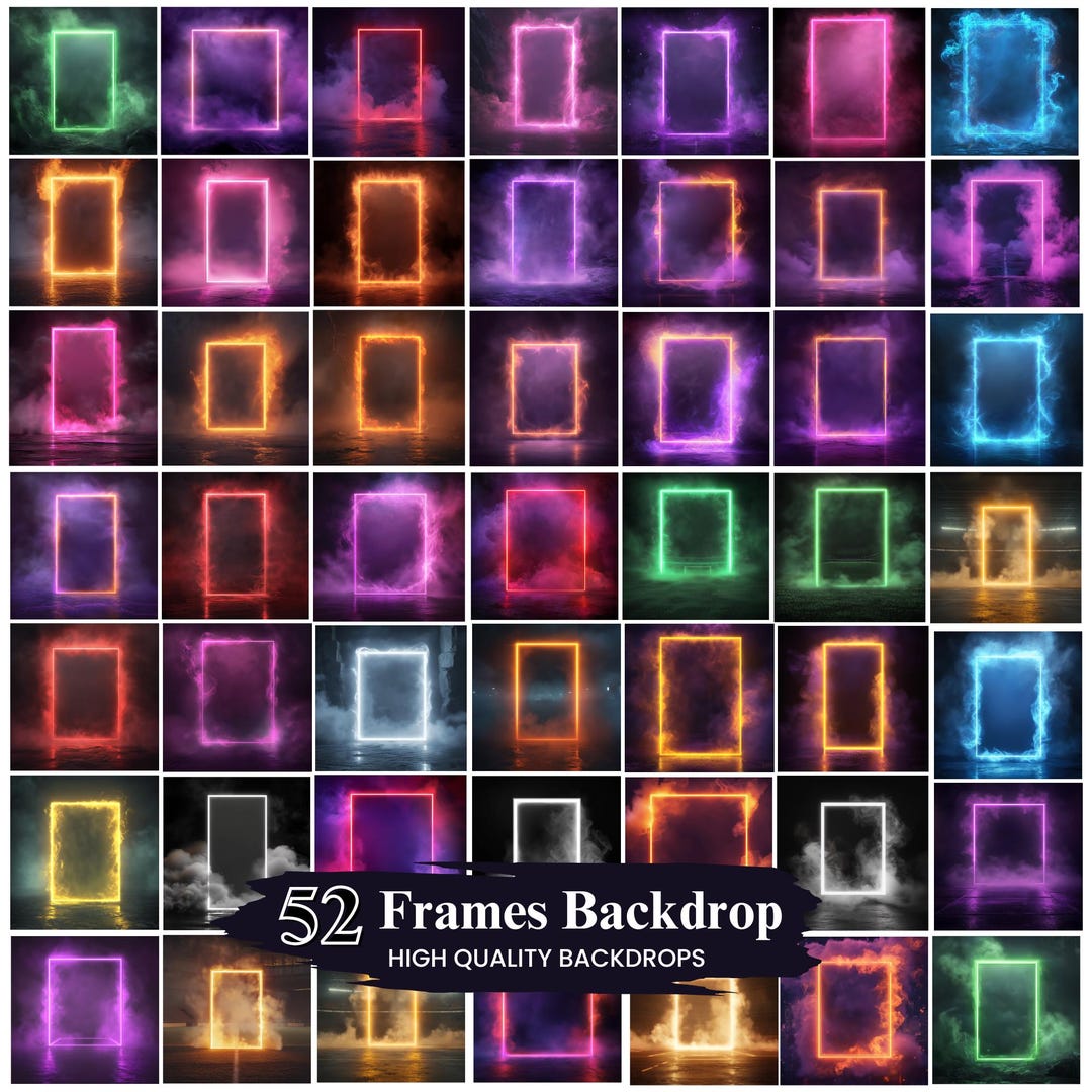 52 Sports Frame Digital Backdrops, Neon Frames Digital Backdrops, Fine ...