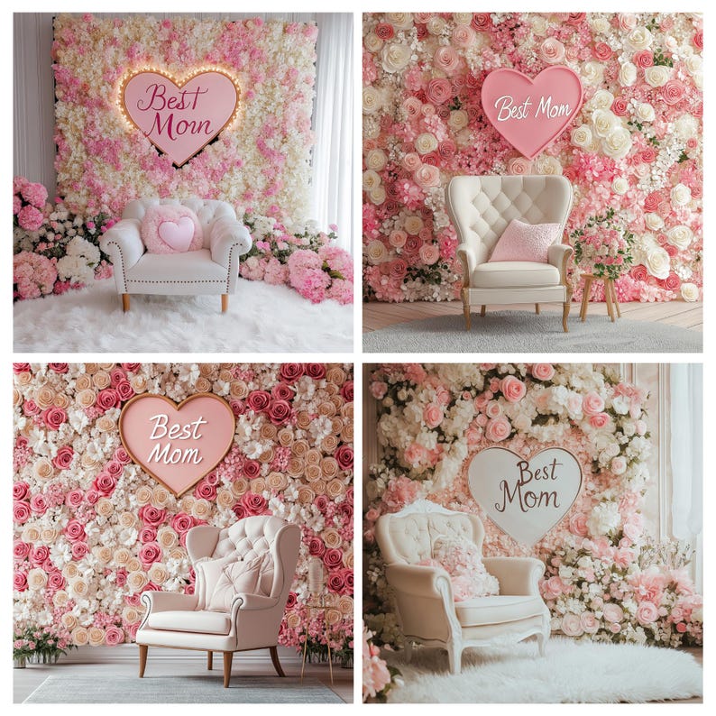 50+ Mother’s Day Digital Backdrops, Pink Roses Wall Backdrops, Best Mom ...