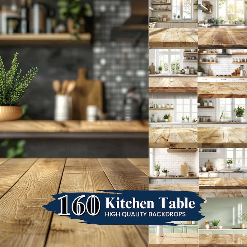 100 Kitchen Backgrounds Bundle, Kitchen Countertop Mockup for Product ...