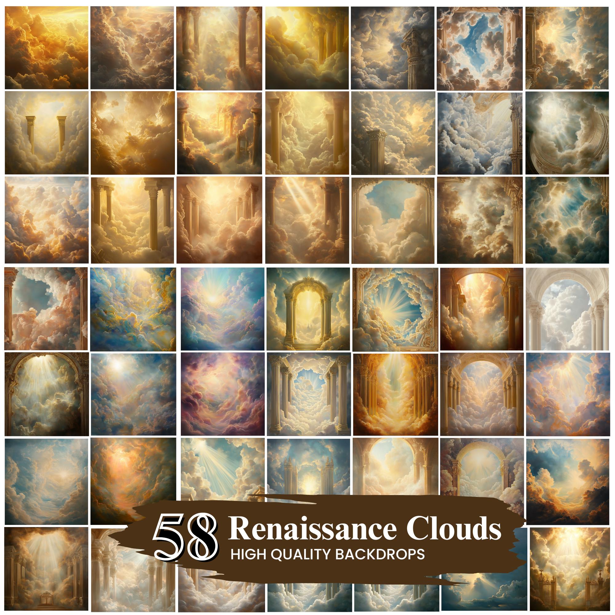 50+ RENAISSANCE CLOUDS Digital Backdrop, Sky Maternity Background ...